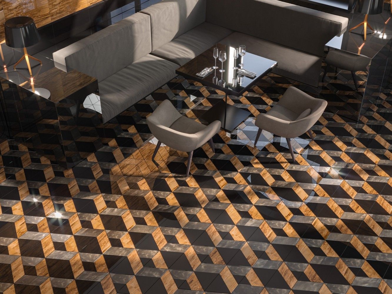 Pavimento/rivestimento in vetro per interni FRISEE PATTERN - Vetrocolor ...