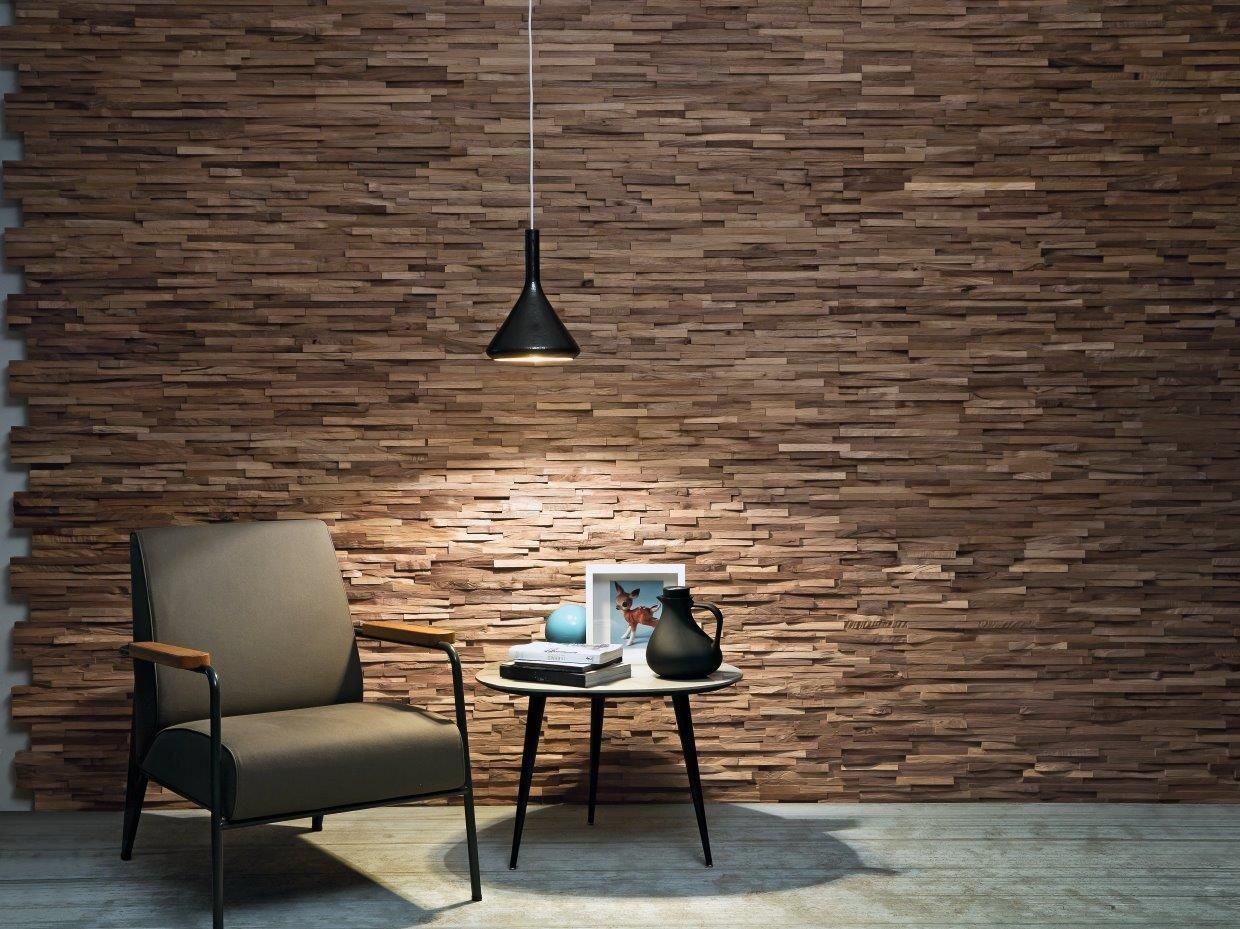 Reclaimed wood 3D Wall Cladding WALNUT CLEAVED By Bruno Parquet