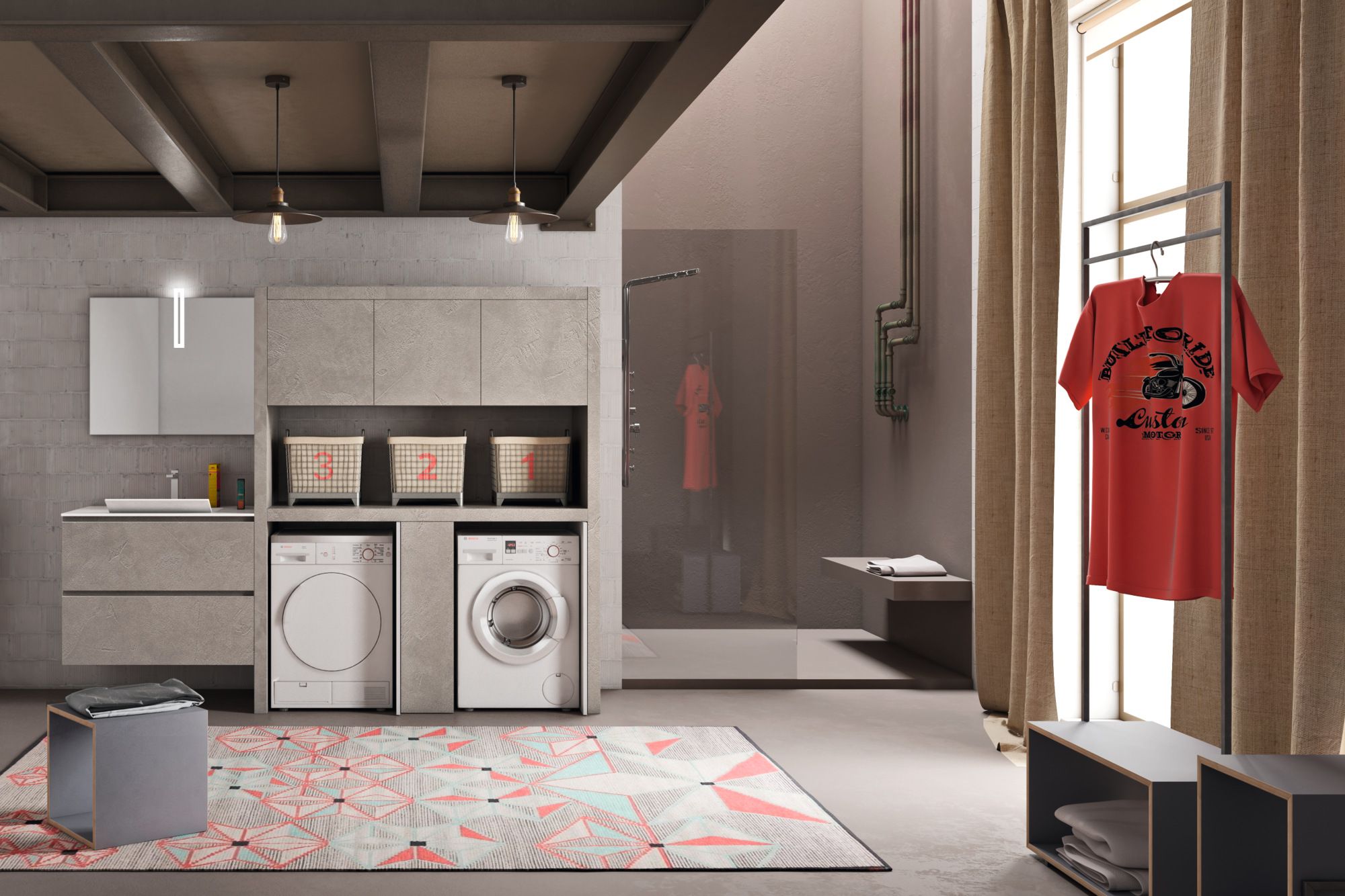 Melamine laundry room cabinet with sink for washing machine WASH ...