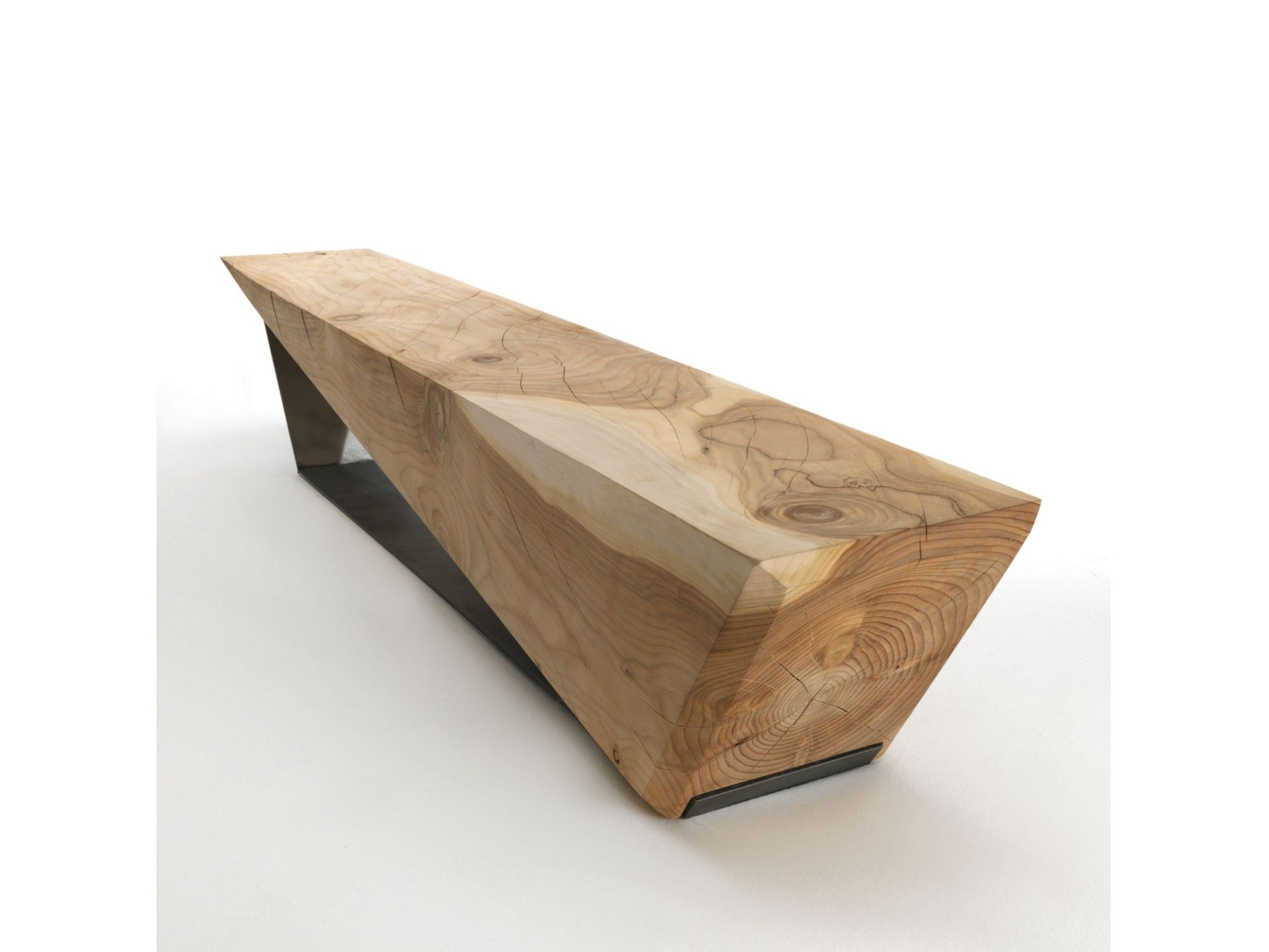 Solid cedarwood bench with iron base WEDGE By Riva 1920 design Boyan ...
