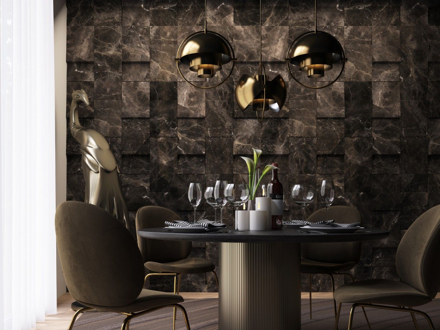 Modular marble 3D Wall Cladding WING 3D Marble Cladding Collection By ...