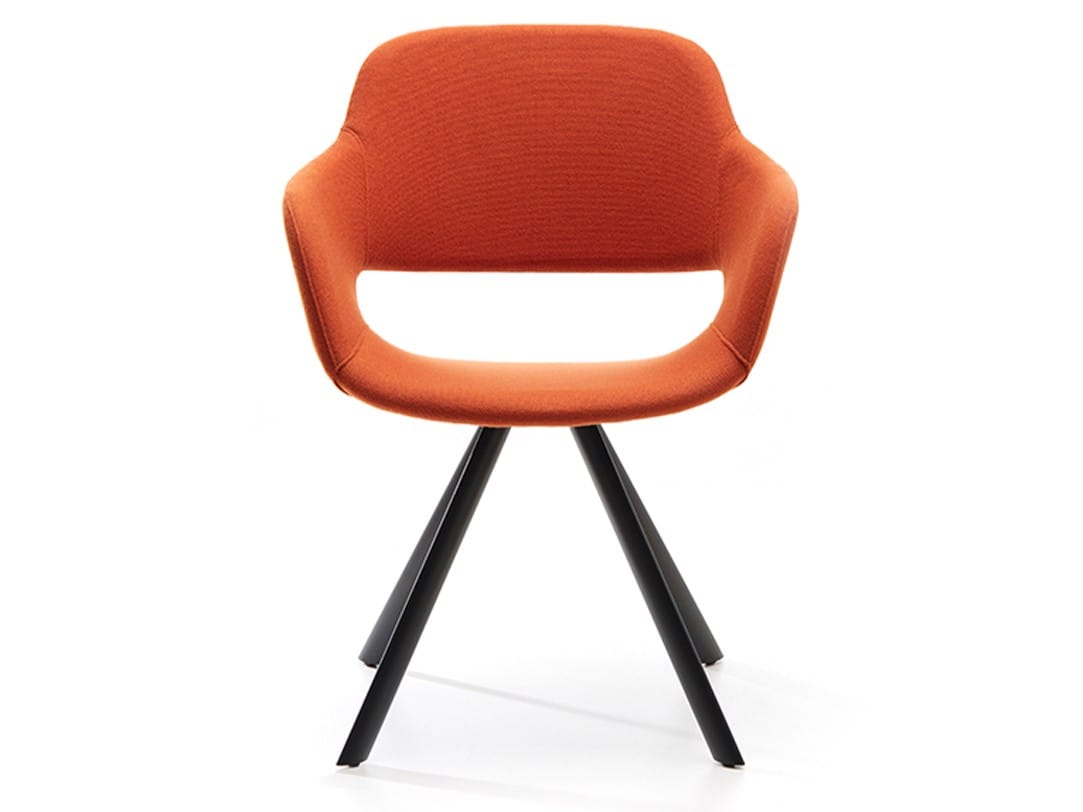 WIZARD Upholstered chair with armrests and steel base By VAGHI