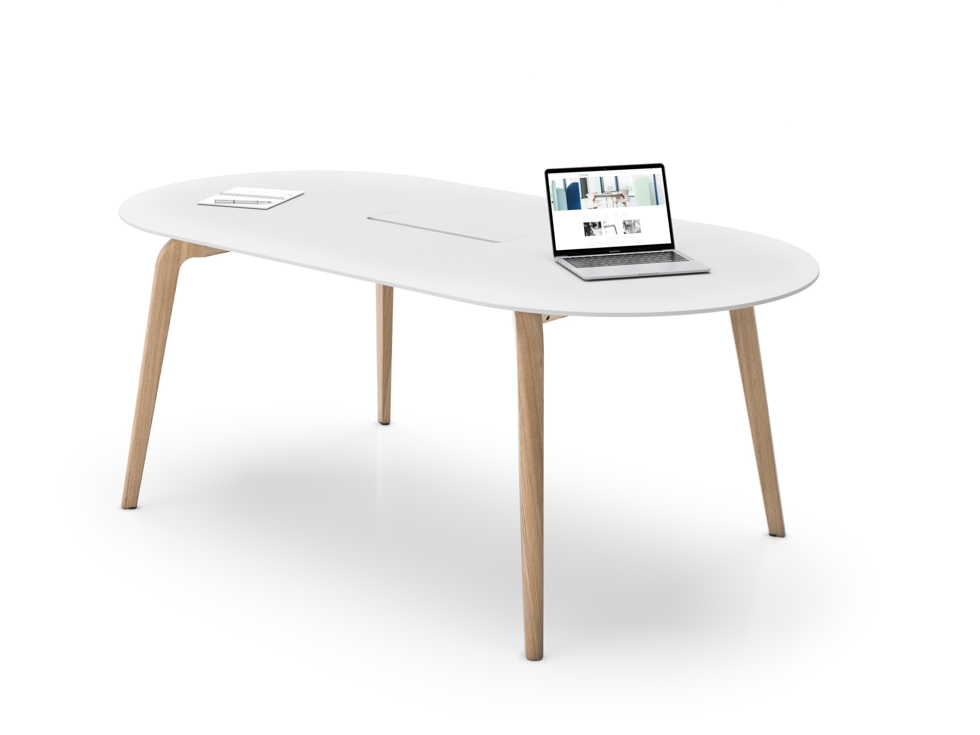 WOODLEG | Oval office desk Oval wooden office desk with cable ...