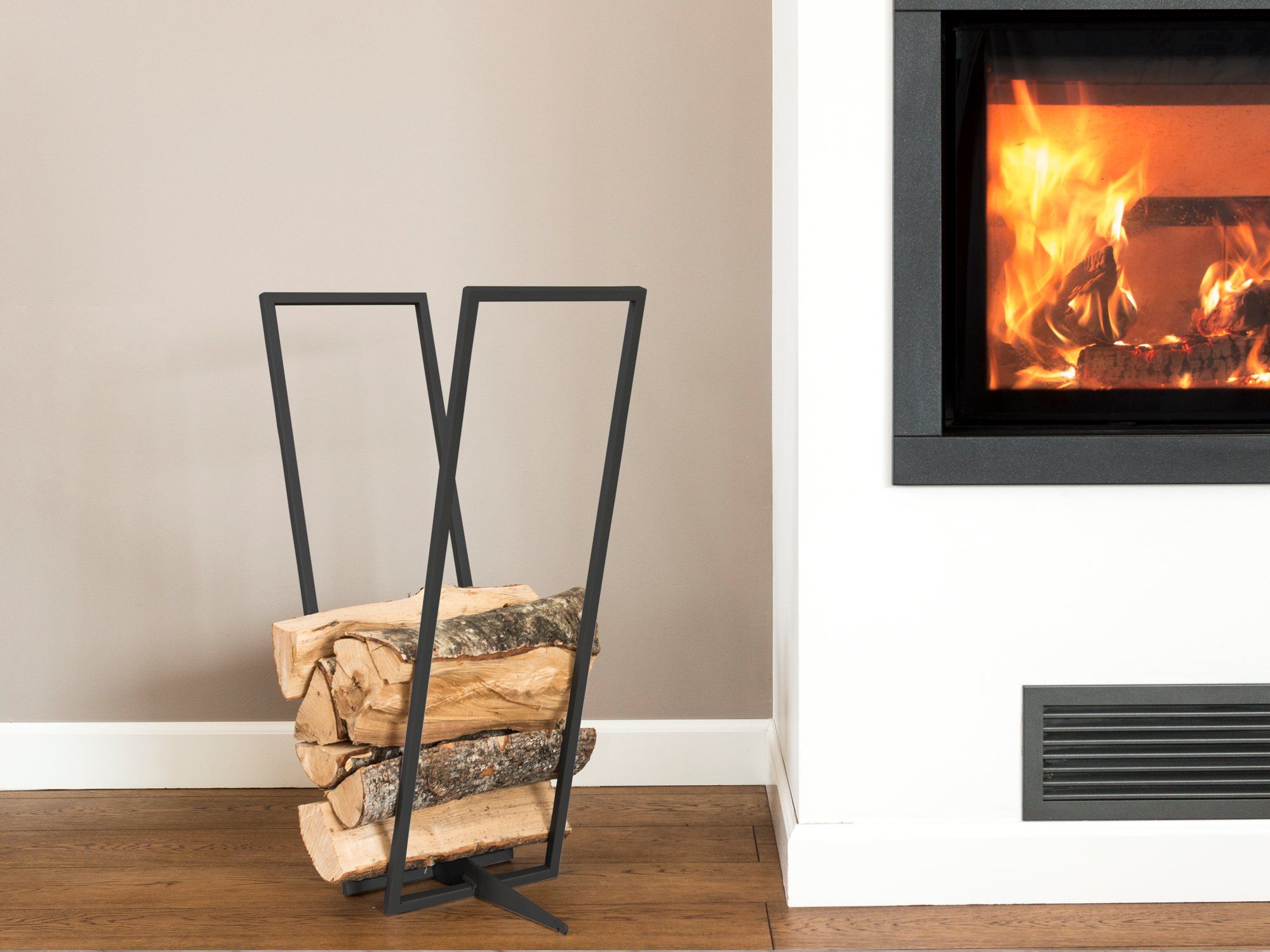 Powder coated steel Log holder LOG RACK By Arpe studio