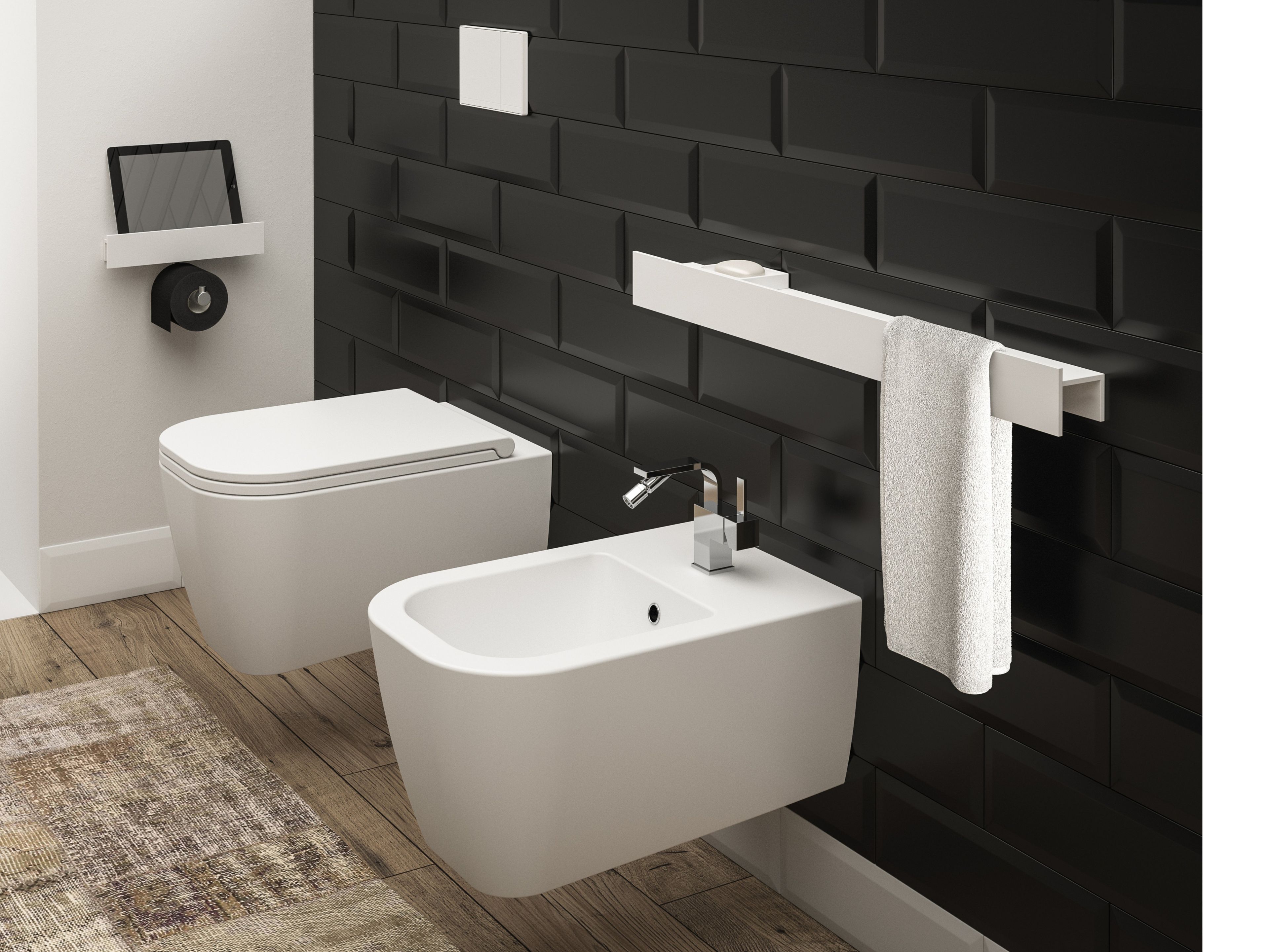 WQUADRO Wall-hung ceramic toilet By MOMA Design