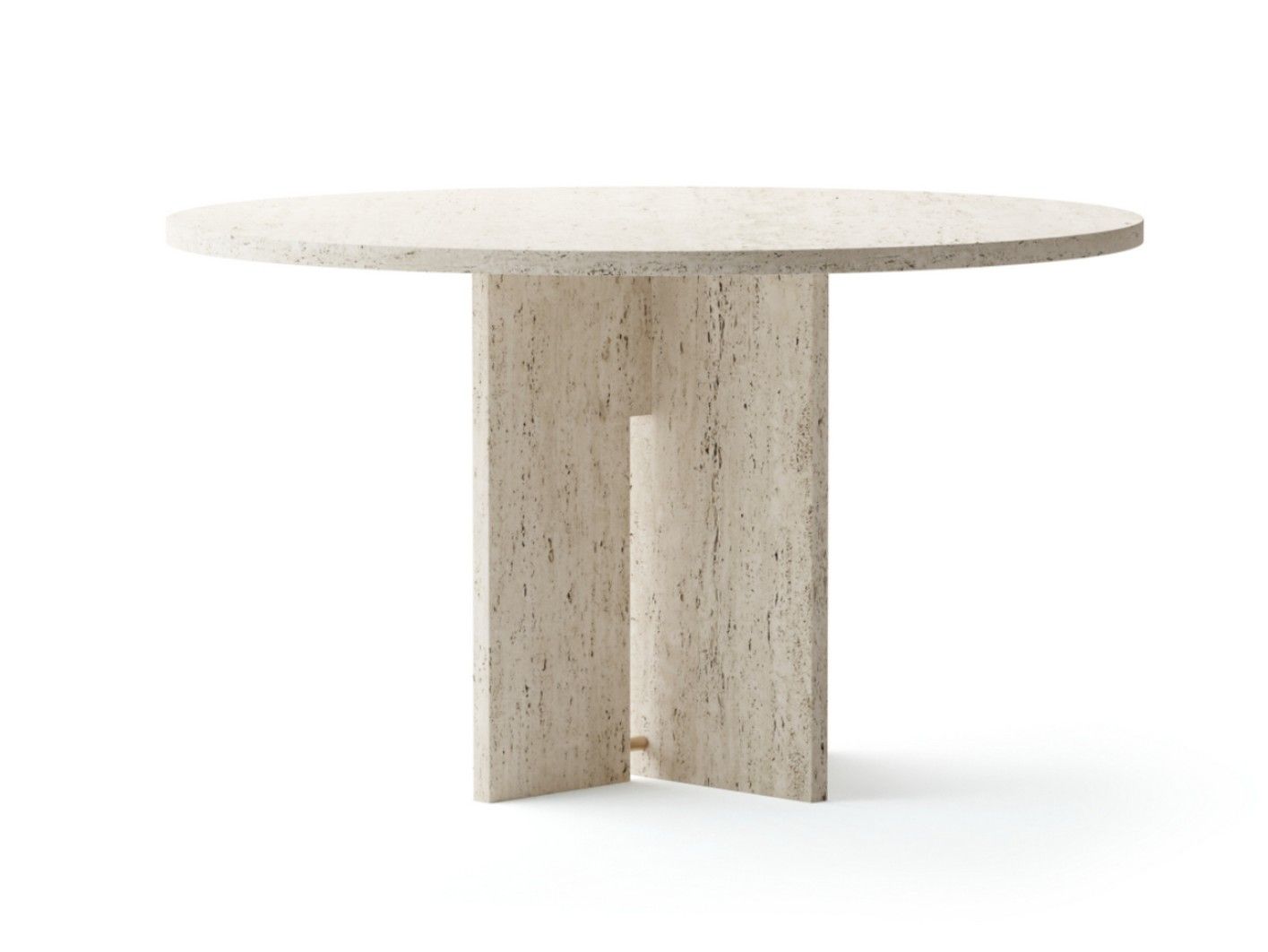 SEGMENT Round custom travertine table By TRNK