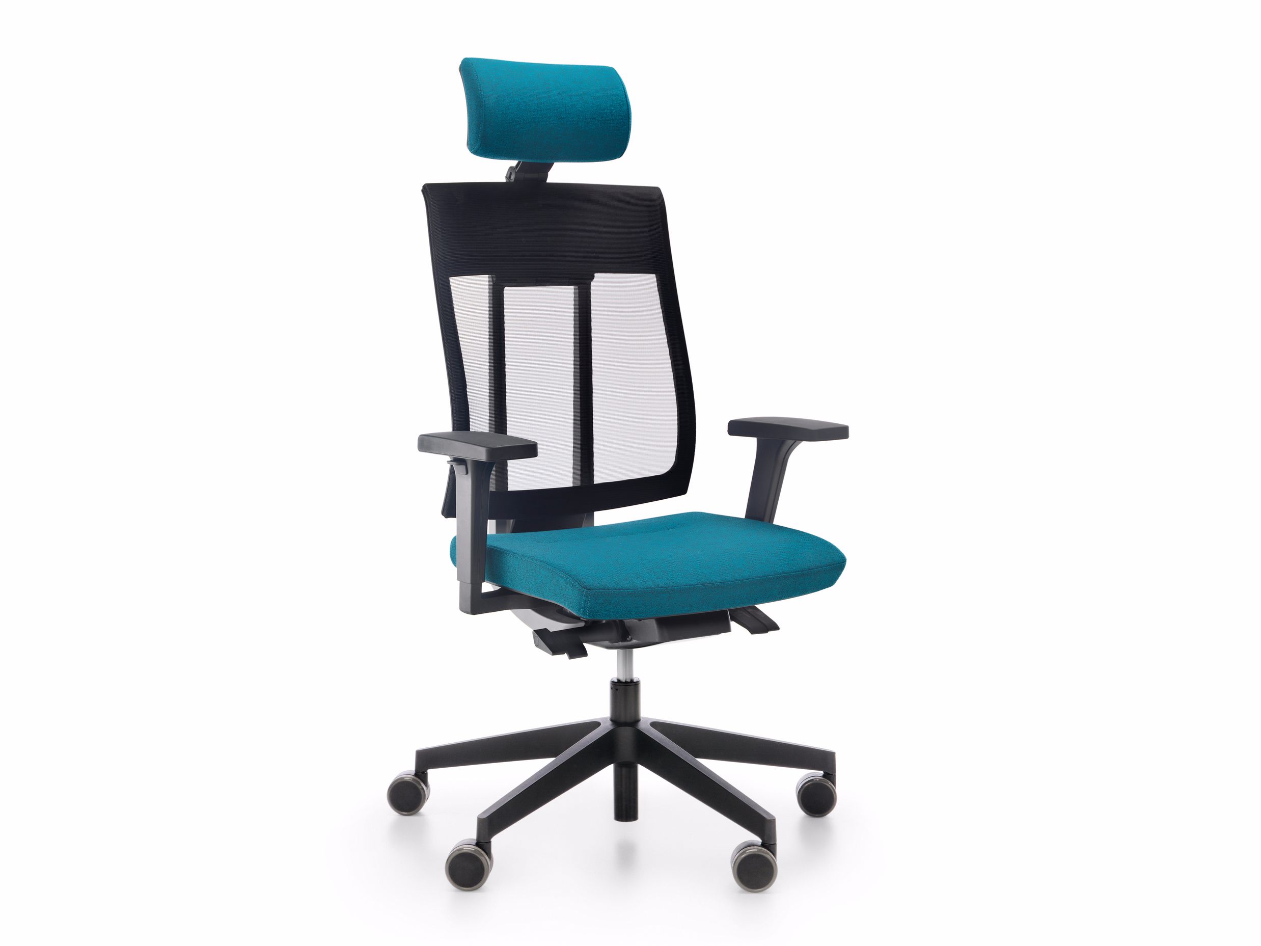 Height-adjustable swivel fabric office chair with headrest XENON NET ...