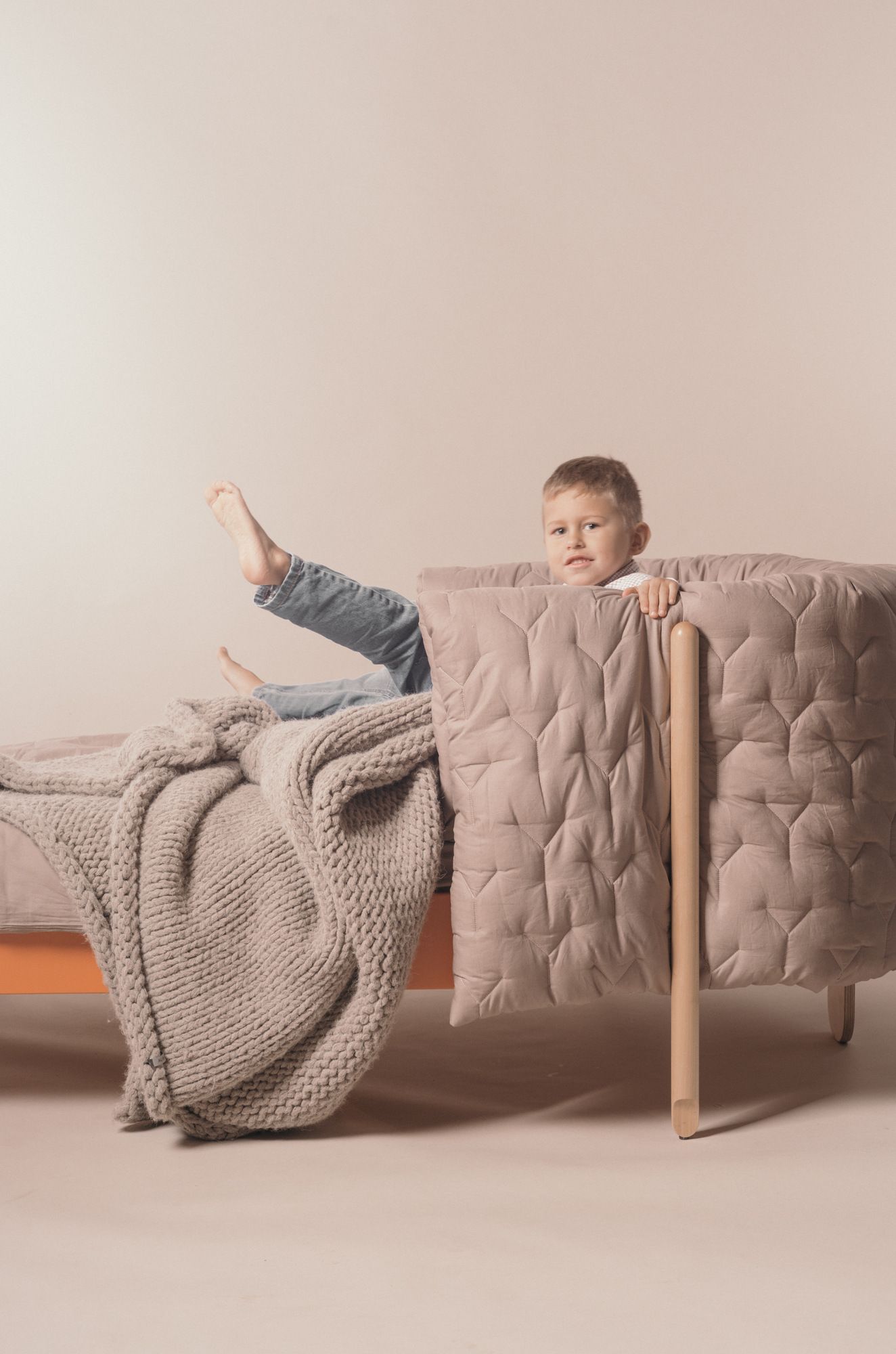 XXL Fabric kids single bed with upholstered headboard By Sleep.Onnn ...