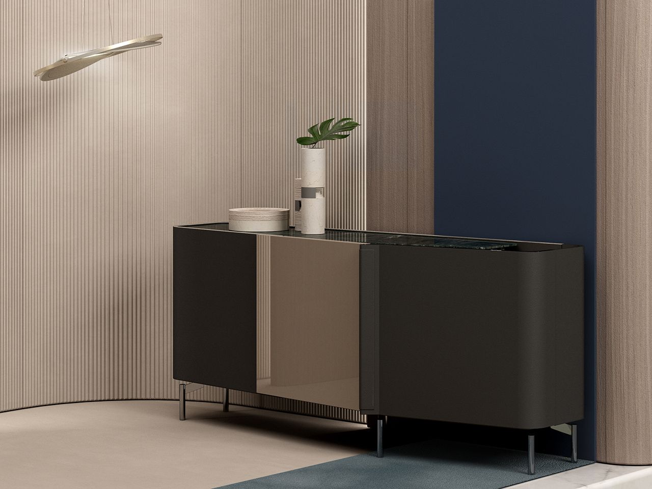 ZENIT Sideboard with hinged door covered in leather By Turri | design ...