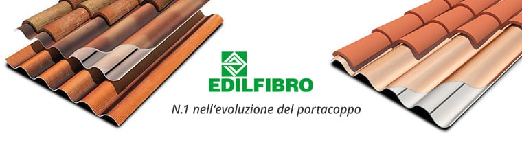 Tetti in coppi con lastre profilate in PVA cemento Edilfibro